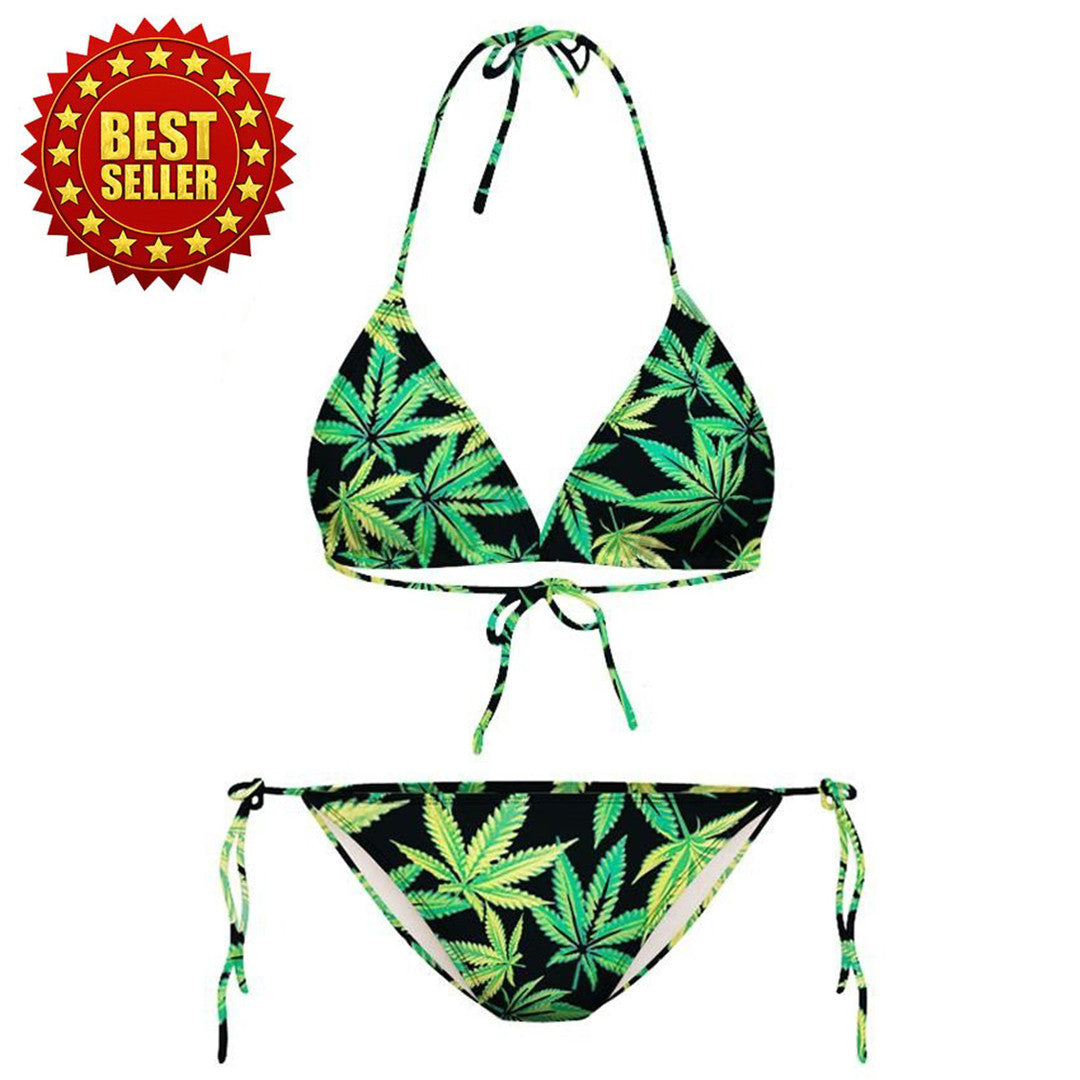 weed leaf bathing suit